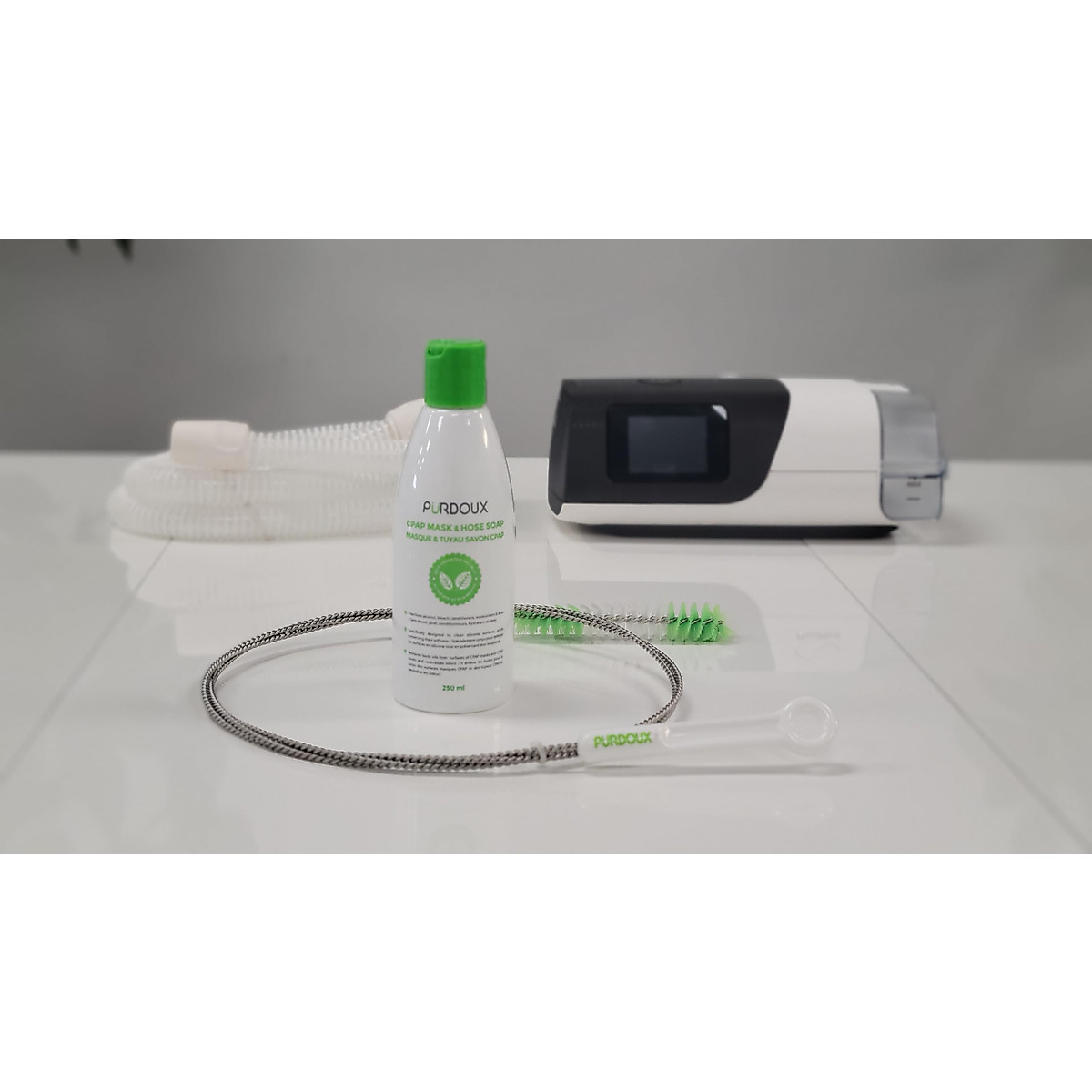 PURDOUX™ CPAP Mask & Hose Cleaning Soap (Pack of 3 Bottles, 250 ml / 8.4 oz Each) (3 x Green Tea-Mint Scent)