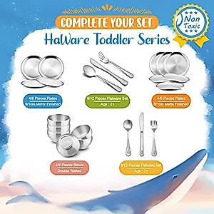 12-Piece Kids Silverware, HaWare Stainless Steel Toddler Utensils Flatware Set, Preschooler Eating Utensils Includes 4 Spoons 4 Forks 4 Knives, Metal Children Cutlery for Home School, Mirror Finished