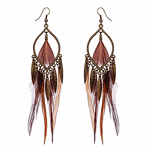 FXmimior Fashion Women Vintage Bohe Feather Earrings for Christmas Xmas Jewelry Women