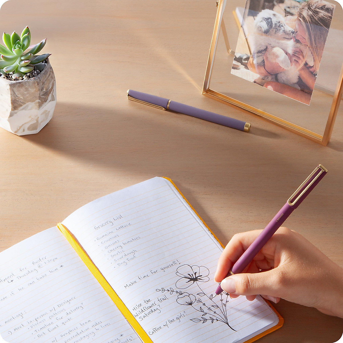 U Brands Soft Touch Catalina Felt Tip Pens, 0.7mm Emerald, Maroon and Purple Barrels, Black Ink, 6 Count (4520A04-24)