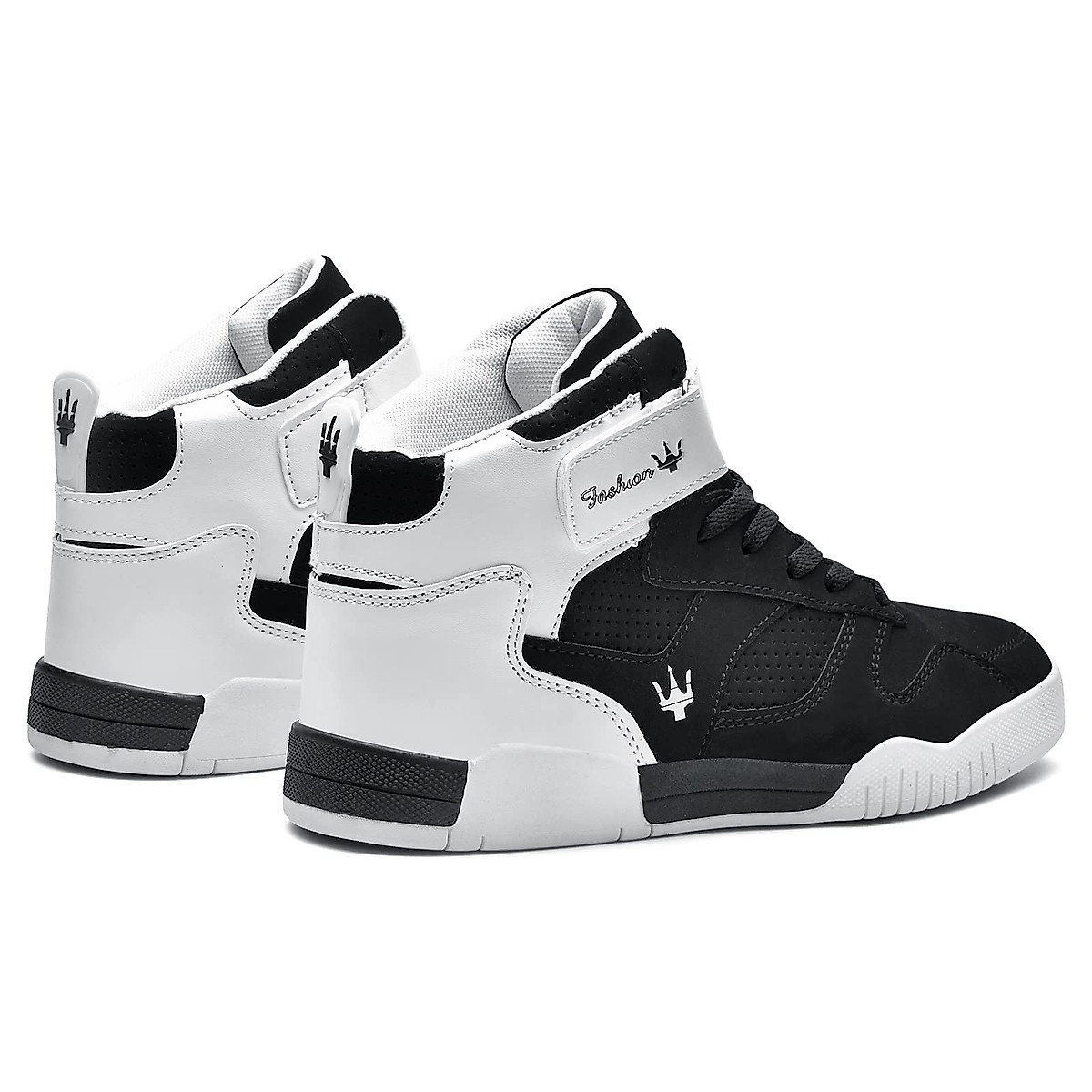 KUXIE Shoes Men's High Top Fashion Sneakers Outdoor Casual Sports Shoes Training Leather Shoes Mens Flats (M729-black, 9, Numeric_9)