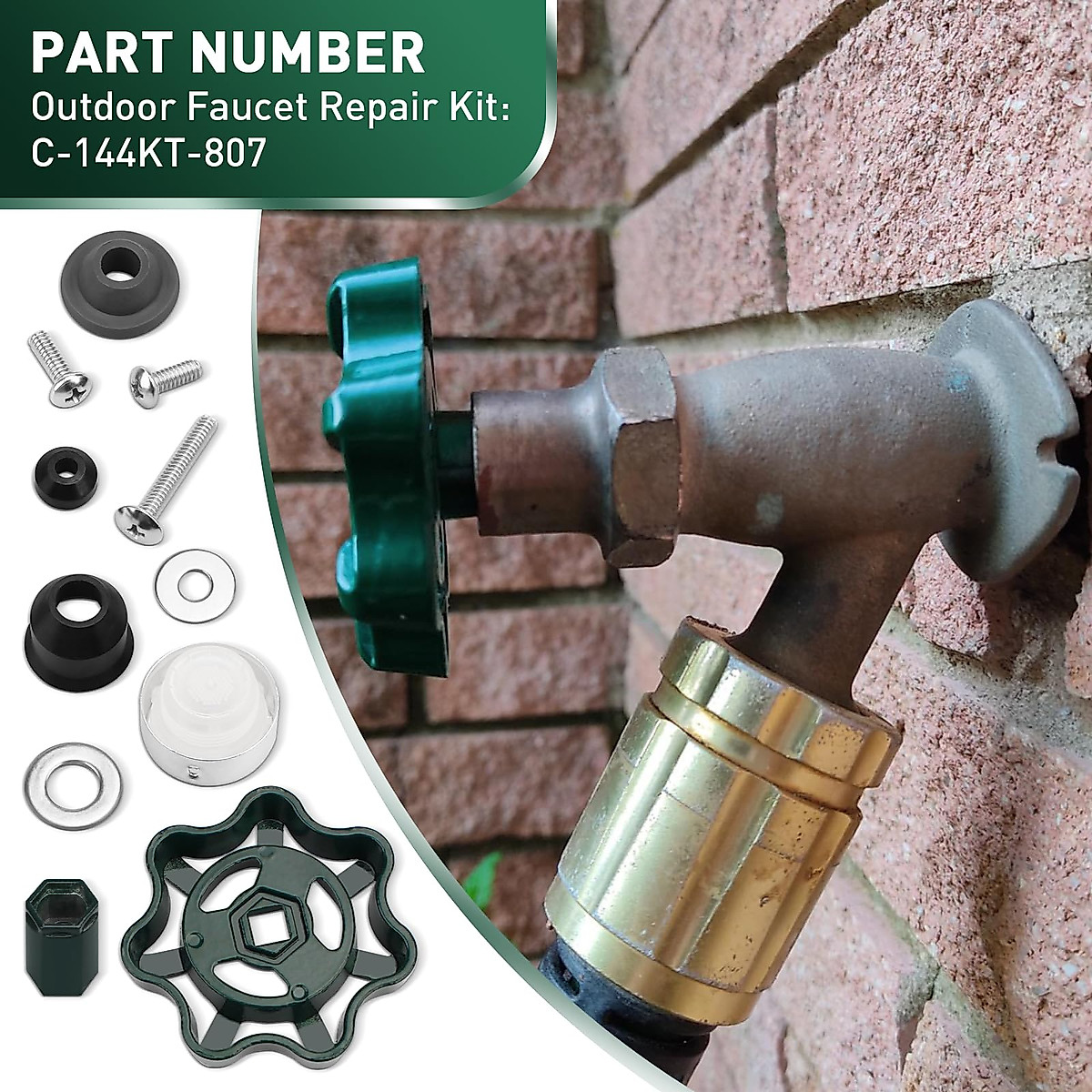 Aulpq C-144KT-807 Outdoor Faucet Repair Kit, for Prier C-144/244 Series Wall Hydrant
