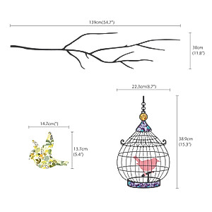 DECOWALL DW-1202 14 Birds on a Branch Kids Wall Stickers Wall Decals Peel and Stick Removable Wall Stickers for Kids Nursery Bedroom Living Room