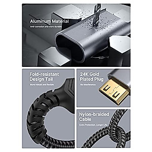 Mini HDMI to HDMI Adapter, JSAUX Mini HDMI Male to HDMI Female Cable with 4K 60Hz HDR 3D 18Gbps Dolby, Compatible For DSLR,Camcorder,Graphics Card,Raspberry Pi Zero W,Laptop,Tablet,HDTV,Projector,Grey