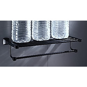 Black Towel Rack and Towel Holder with Luxury Design for Bathroom Wall,Bathroom Hardware,Matte Black Bathroom Accessories