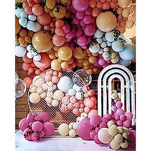 Dusty Pink Balloon Garland Boho Balloons Pastel Balloon Arch Kit Latex Thick 18/12/5in Blue Brown White Sand Balloon Set For Bridal Shower Girl Birthday Baby Shower Bachelorette Party Decorations