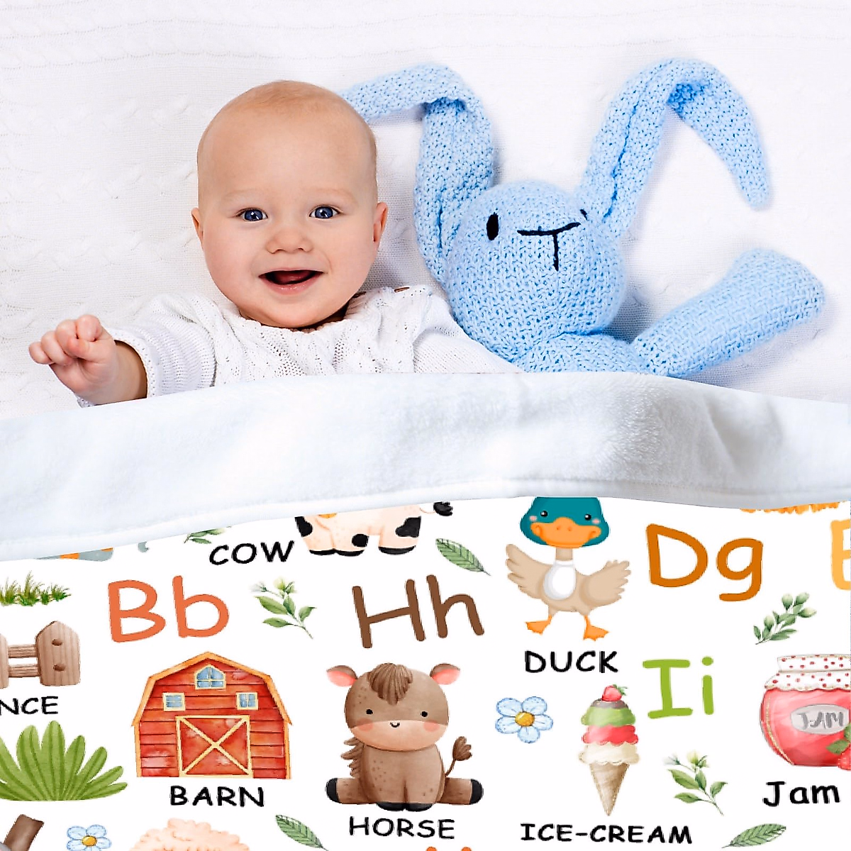 Farm Animals Throw Blanket,Soft Cozy Lightweight Fuzzy Flannel Blanket for Couch Bed Car Sofa Outdoor Camping Gift 40"x50" for Kids/Children