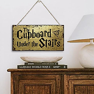 The Cupboard Under The Stairs Sign, Printed Wood Plaque Sign Wall Hanging, Hanging Wood Sign Home Decor, Family Signs for Home Decor Gift, Funny Wizardry Theme Decor Wall Art Sign 12" x 6"