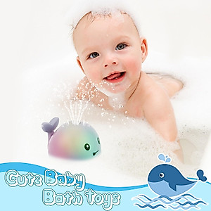 Baby Bath Toys, Rechargeable Whale Automatic Spray Water Bath Toy, Light Up Spray Water Bathtub WaterTableToys for Kids 6-12, Pool Toy for Toddlers Boys and Girls