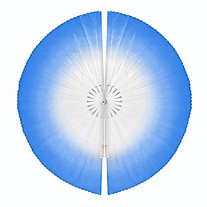 ZooBoo 1pair Plastic Taichi Kungfu Fan Dancing Fans Martial Arts Sports Folding Hand Fan 13inch (Blue)