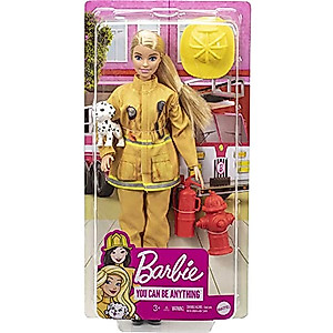 Barbie Careers Doll & Playset, Firefighter Playset with Blonde Fashion Doll, 1 Puppy Figure, Furniture & Accessories (Amazon Exclusive)