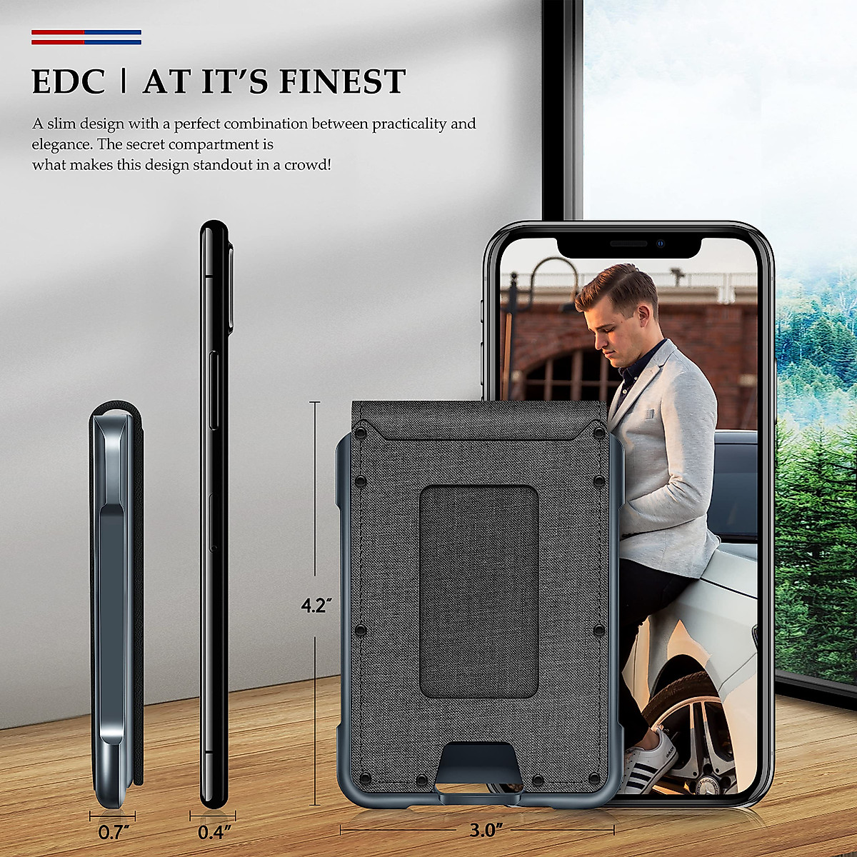 MURADIN Mens Wallet Tactical Bifold Wallets for Men Metal RFID Blocking Aluminum Money Cards Holder Gifts for Men (Grey)