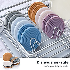 Set of 6 Silicone Coasters for Drinks - HOMKULA 10mm Thick, Coasters for Coffee Table, Drink Coasters for Wooden Table, Rubber Coasters, Stain-Resistant, Non-Absorbent, Dishwasher Safe