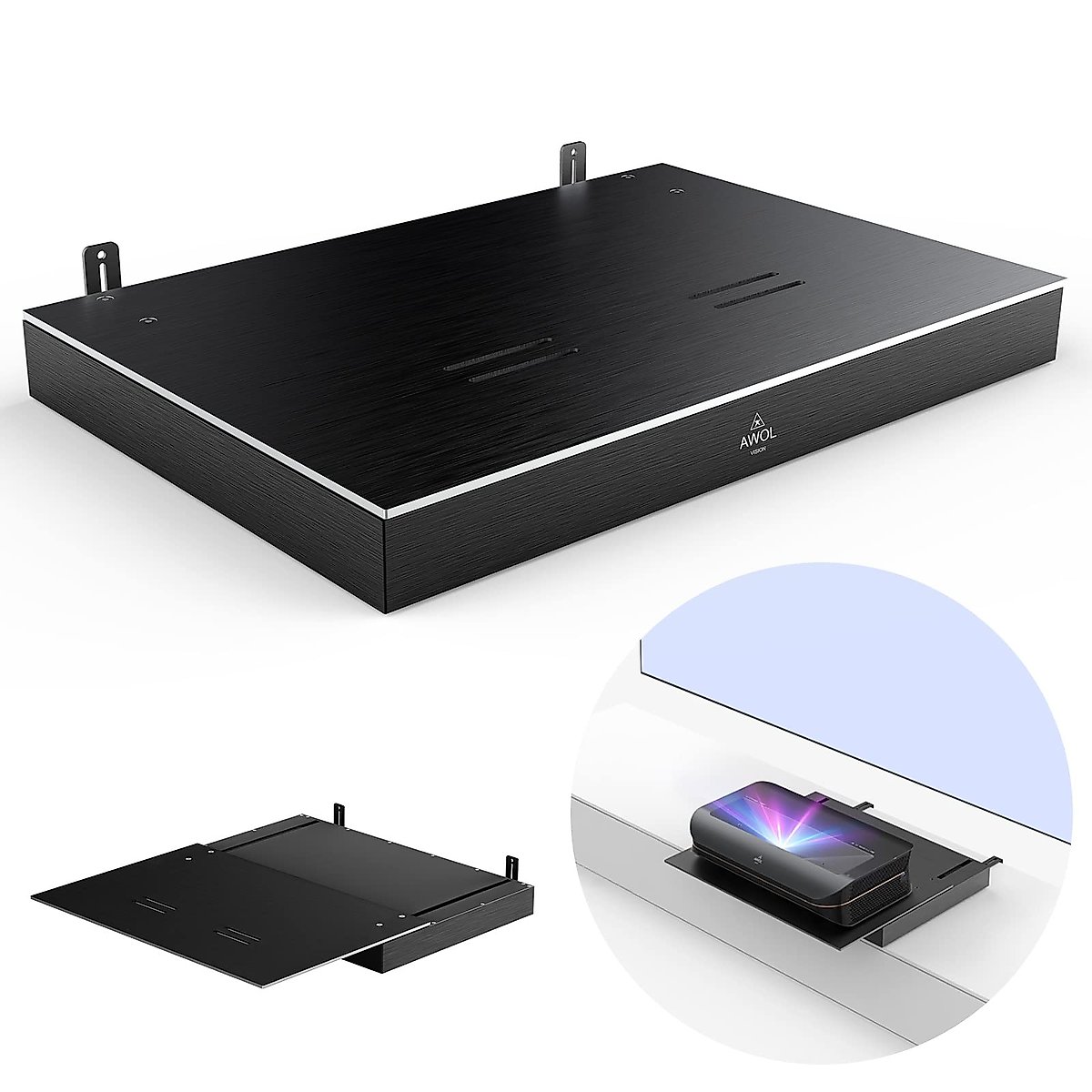 AWOL VISION IC-A120 Motorized Slider Tray for Ultra short throw(UST) projector, extend to 135" picture, automatically Retractable Tray telescopic design, smart syncs with projector's power