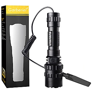 Garberiel 2 in 1 L2 LED Flashlight with Picatinny Rail Mount - 5 Modes 3000 Lumens Bright Flashlight USB Rechargeable Waterproof Torch Light