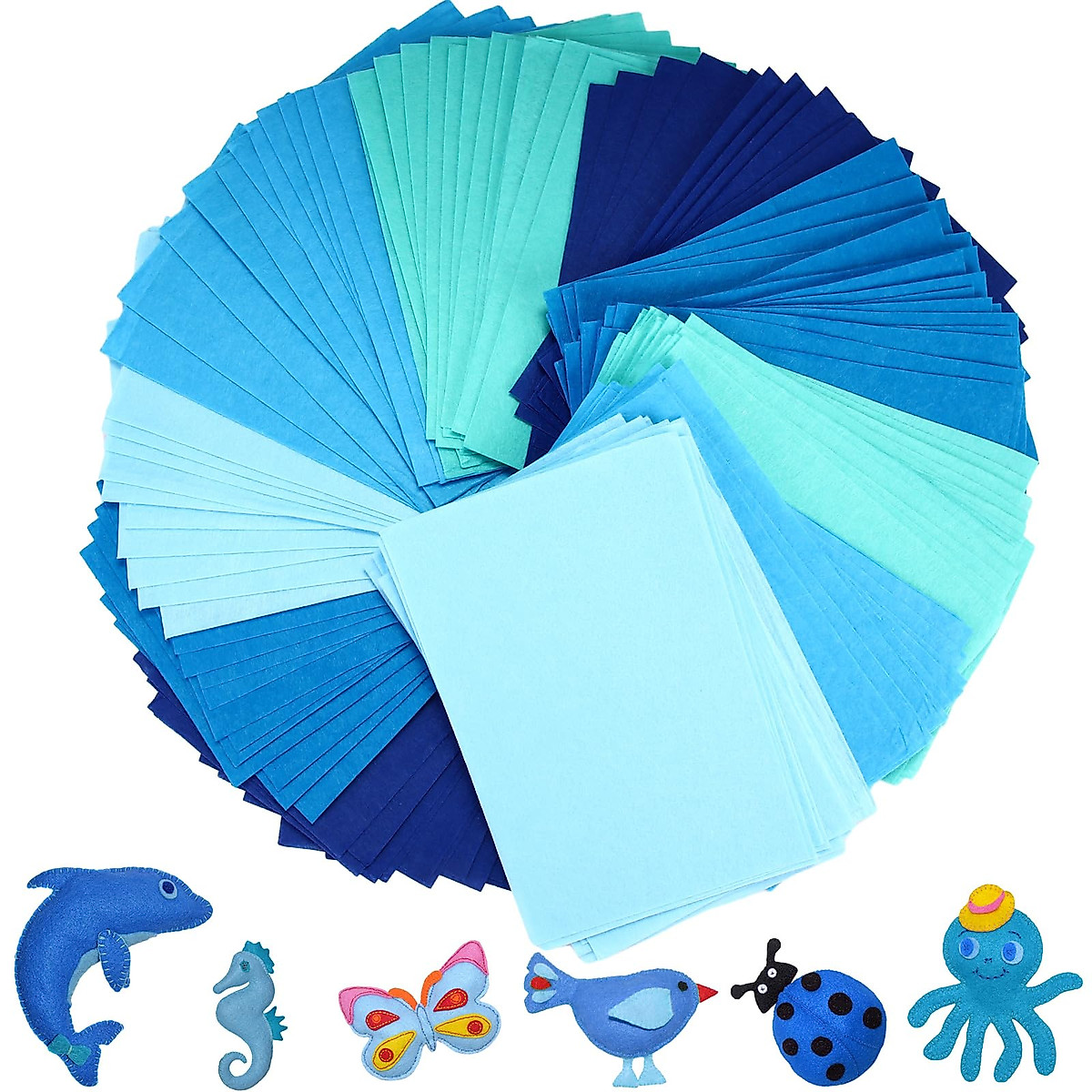Peryiter 150 Pcs Blue Felt Fabric Sheet for Craft 8 x 12 in Felt Sheet for Craft Assorted Felt Fabric Craft Felt Square for Crafting Sewing Patchwork Project(Blue Series)