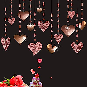 Glitter Red Heart Garland Decorations Hanging Garlands Streamer Banner Backdrop Valentines Mother's Day Wedding Anniversary Engagement Birthday Party Supplies