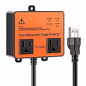 Refrigerator Surge Protector, Ortis Double Outlet Voltage Protector for Home Appliances with Time Delay, Protects Against Brownout, Spike, Instant Surge All Voltage Abnormalities