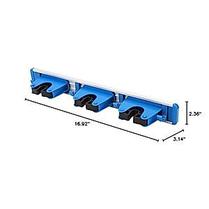 Oumefar Mop Broom Holder Wall Mounted Organizer with 3 Sliding Positions Tool Rack Broom Tool Storage Utility Holder for Kitchen Bathrooms Laundry