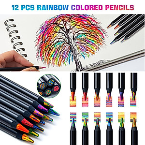 PRINA 81 Drawing Set Sketching Kit, Pro Sketch Stuff Art Supplies with Rainbow, Colored, Graphite, Watercolor, Metallic, Charcoal Pencils, Sketchbook, Coloring Book, Gift Case for Artists Adults Kids