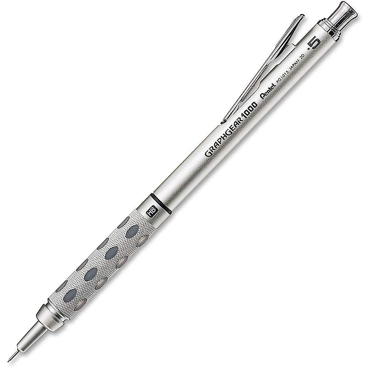 Pentel GraphGear 1000 Automatic Mechanical Drafting Pencil 0.5 mm - Includes Lead Refills & Eraser - Chiseled Metallic Grip with Soft Pads