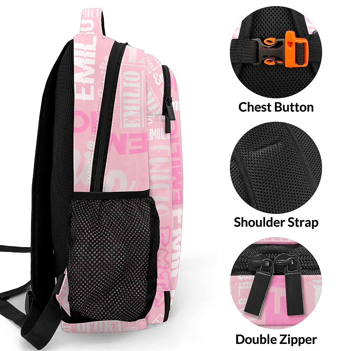 ZAACUSTOM Fashion Waterproof Personalized Book Bag with Name, Polyester Custom Bookbag Elementary School Backpack, Customize School Bag Back Pack for Girls Boys Kids with Adjustable Shoulder Straps