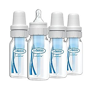 Dr. Brown’s Natural Flow® Anti-Colic Baby Bottle with Level 1 Slow Flow Nipples, 4oz, 4 Pack