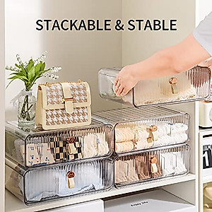 Socks Underwear Drawer Organzier Dividers, 16 Cell Stackable Closet Organzier, Drawer Organzier for Clothing, Plastic Underwear Organziers and Storage for Baby Clothes, Socks, Bra, Ties, Belts