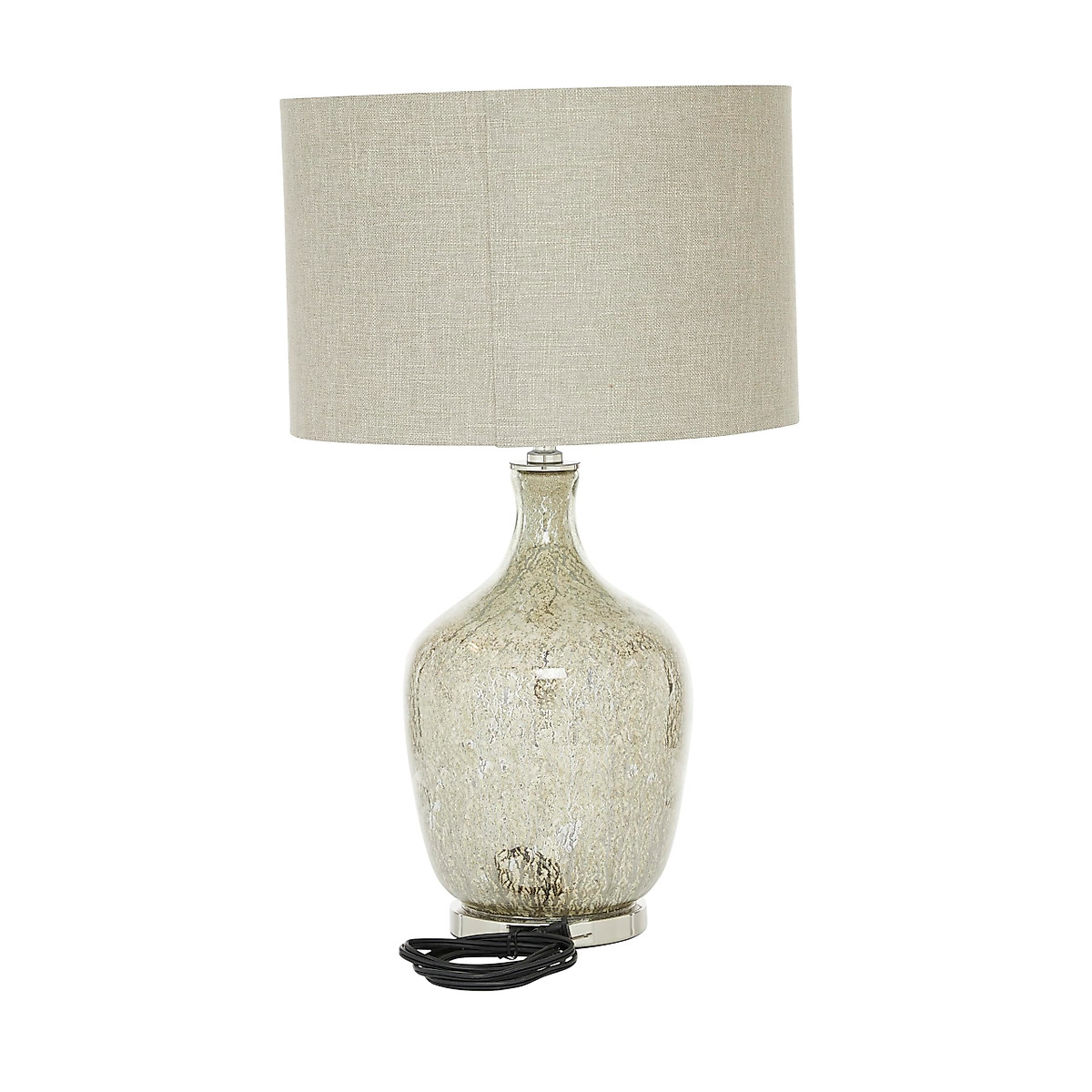 Deco 79 Glass Room Table Lamp Accent Lamp with Faux Mercury Glass Finish, Lamp 16" x 16" x 27", Silver