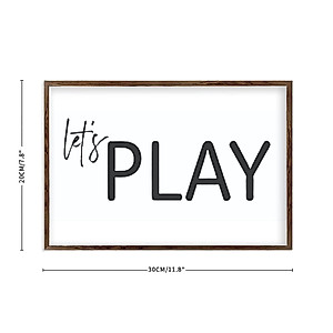 Wood Frame Sign Let's Play Sign Playroom Sign Kids Room Decor Wall Plaque Toy Room Farmhouse Nursery Sign 8 x 12 inch