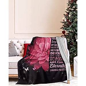 Personalized Fleece Throw Blanket To My Mom, Pink Flower And Butterfly Blanket, Gift For Greatest Mother From Son Daughter On Birthday Mothers Day, Loving Quote Gift For Your Woman, Customized Blanket