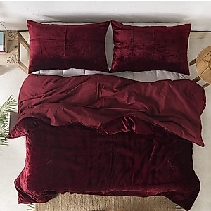 Madhu International Wine Red Velvet Duvet Cover - Made of Premium Rayon Velvet - Twin Size Duvet and Pillow Cover Set of 3 - Luxury Boho Bedding - UO Comforter Cover Quilt - 68 inches x 90 inch