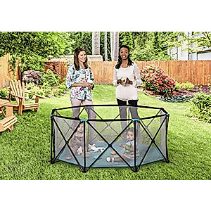 Regalo My Play Deluxe Extra Large Portable Play Yard Indoor and Outdoor, Bonus Kit, Includes a Full Canopy, Washable, Teal, 8-Panel