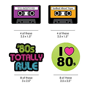 80's Retro - Paper Straw Decor - Totally 1980s Party Striped Decorative Straws - Set of 24