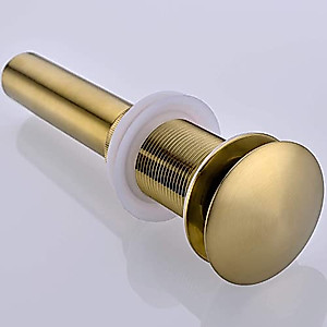 RANDOM Brushed Gold Sink Drain Without Overflow Bathroom Pop Up Drain Faucet Assembly Stopper Vessel Vanity Sink. (Brushed Gold).