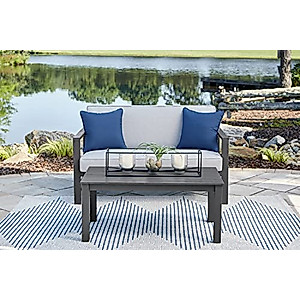 Signature Design by Ashley Fynnegan Outdoor Loveseat with Table, Gray