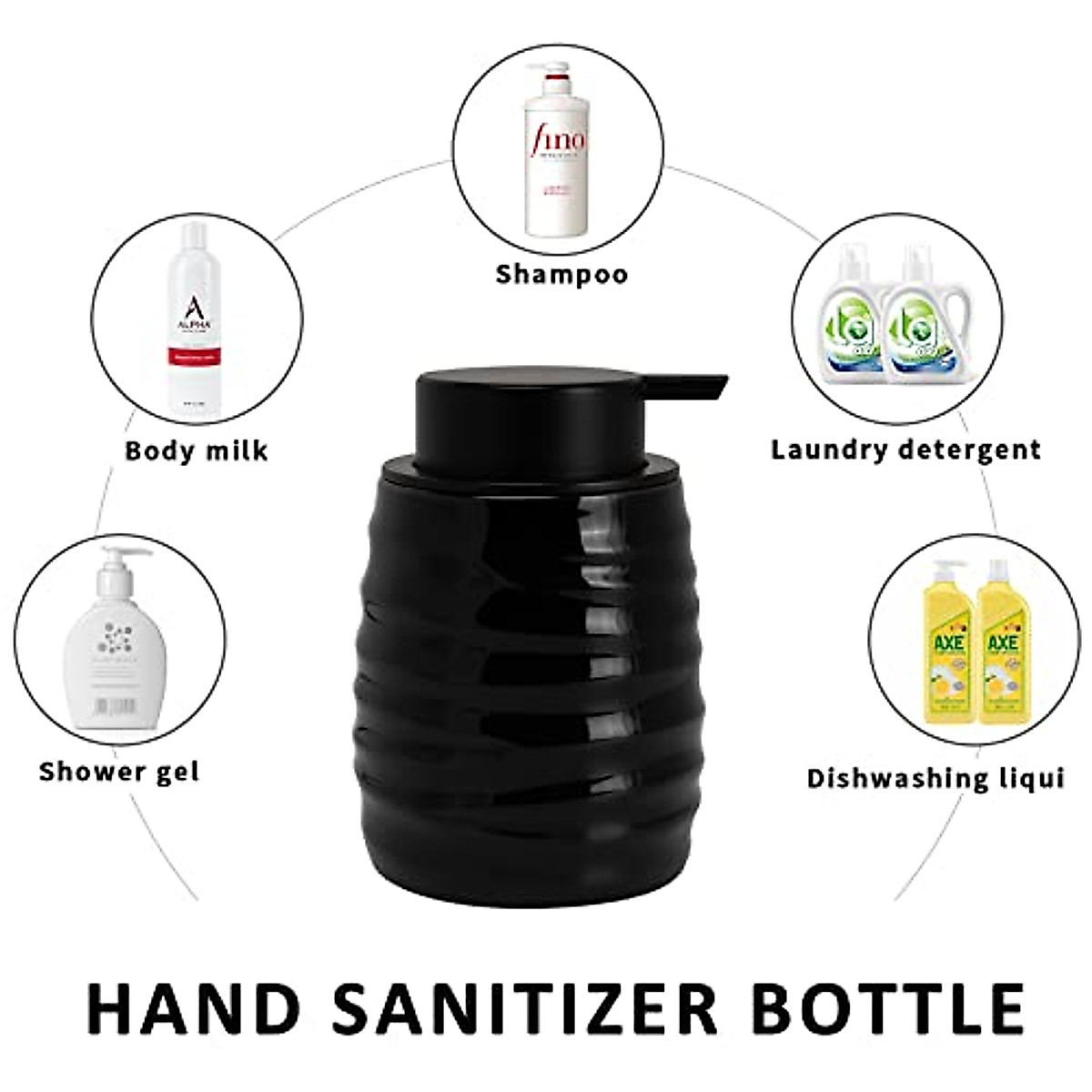 TOOZFO Soap Dispenser Ceramic with Easy-to-Press Pump Hand Lotion Liquid Dispenser Non-Slip for Shampoo Bathroom Kitchen 12 oz
