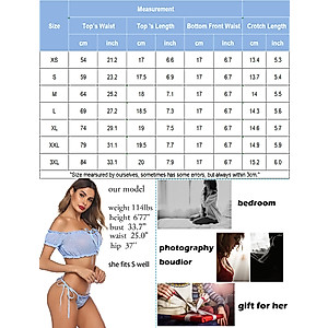 Avidlove Women's Lace Lingerie Bra and Panty Set Bow Tie Babydoll Bodysuit Blue L