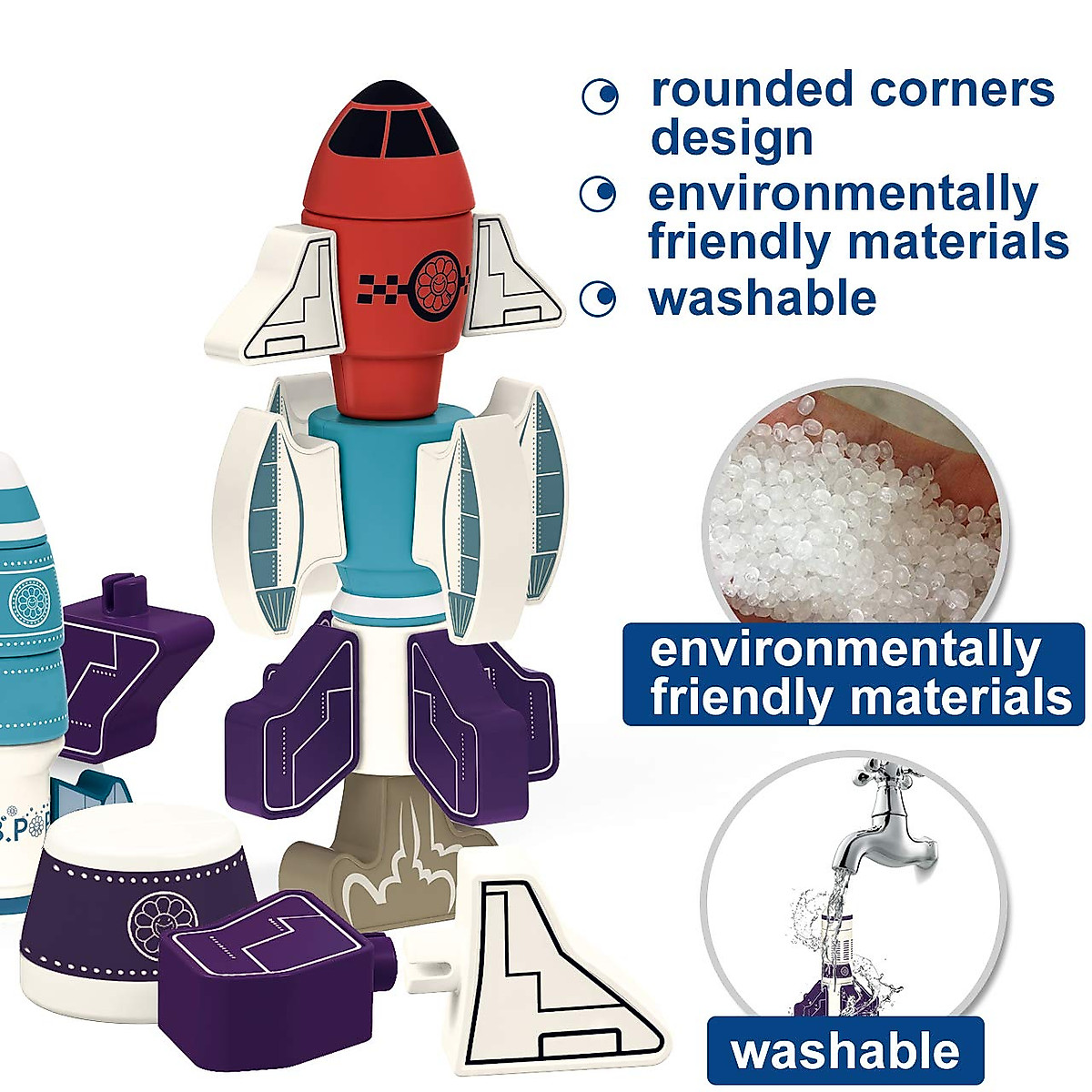 Gifts2U Magnetic Rockets Toy, Magnetic Blocks Stacking Robots for Kids Construction Learning with Storage Box,STEM Educational DIY Puzzle Playset Gift for Boys Girls Toddlers Ages 3 4 5 6