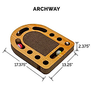Furhaven Rectangle Archway Corrugated Cat Scratcher Busy Box Toy w/ Catnip - Tan, One Size