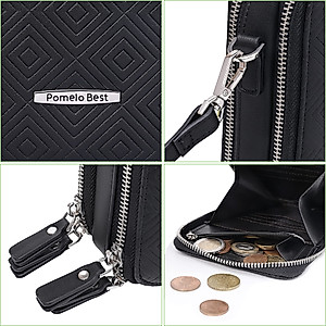 Crossbody Bags for Women, Women Wallet in Rhombus Embossed Pattern with RFID Blocking Can Fit Most Phone (Black)