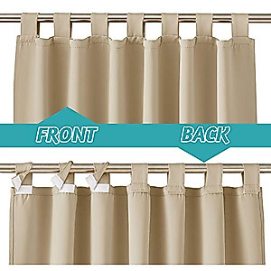 RYB HOME Porch Curtains Outdoor Waterproof - 2 Panels Detachable Top Water Resist UV Block Privacy Thermal Draperies for Patio Pergola Pavilion Spa, W 100 x L 84, Beige