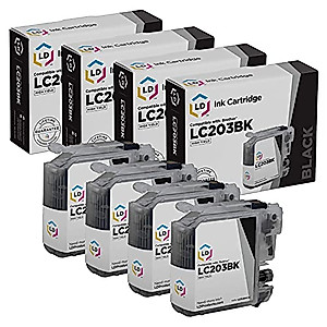 LD Compatible Ink Cartridge Replacement for Brother LC203BK High Yield (Black, 4-Pack)