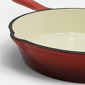 ExcelSteel 3 Pc Cast Iron Skillet Set w/Red Enamel Coating, Perfect for Home Stovetop and Delicious Outdoor Cooking Skillet Set