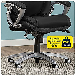 Serta AIR Health and Wellness Executive Office Chair, High Back Big and Tall Ergonomic for Lumber Support Task Swivel, Bonded Leather, Black