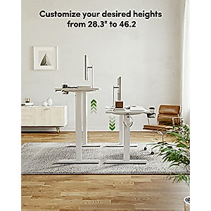 BANTI 55"x24" Standing Desk, Electric Stand up Height Adjustable Home Office Table, Sit Stand Desk with Splice Board, White Frame & White Top