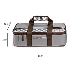 Rachael Ray Lasagna Lugger, Thermal Insulated Casserole Carrier for Hot or Cold Food, Lugger Tote for Pockluck, Parties, Picnic, and Cookouts, Fits 9" x 13" Baking Dish, Sea Salt Grey