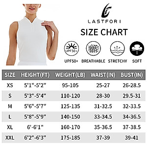 LastFor1 Women's Golf Polo Sleeveless Shirt Zip-Up UPF 50+ UV Protection Athletic Tops Slim Fit Quick Dry Lightweight White S