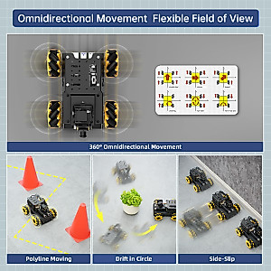 HIWONDER Raspberry Pi 5 4GB AI Vision Robot Car Kit Mecanum Wheels Robot, 2DOF HD Camera Python Progamming Open Source DIY Robot Kit for Teens