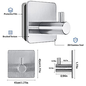 Glattever Adhesive Towel Hooks Stainless Steel Heavy Duty Towel Rack Removable Vacuum Suction Cup Wall Hooks Waterproof Clothes Towel Hook for Bathrooms Kitchen Hotel Office (Brushed Nickel, 4 Pack )